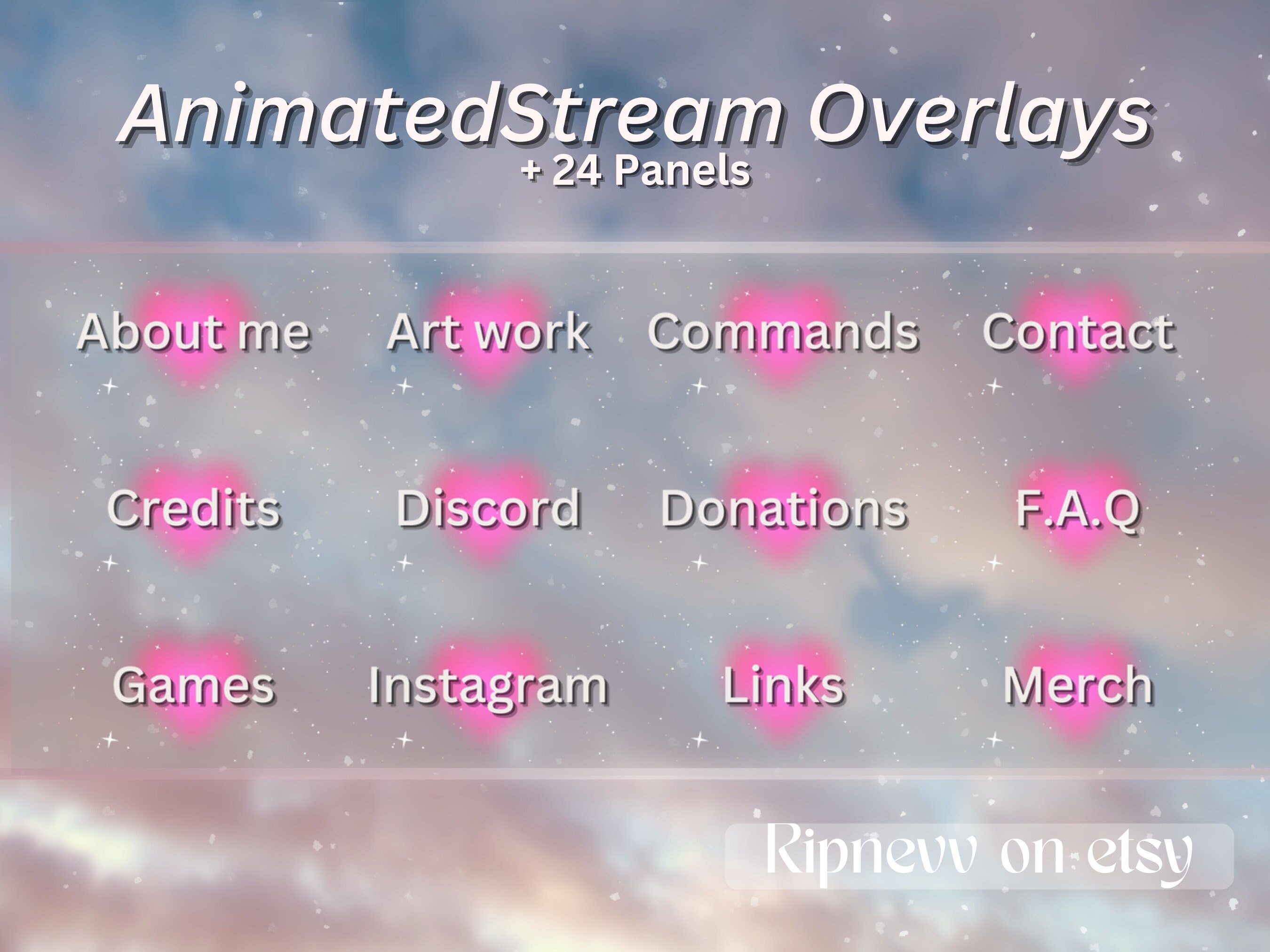Custom Animated Heart Overlays + Panels | Cozy Twitch Overlay / Twitch ...