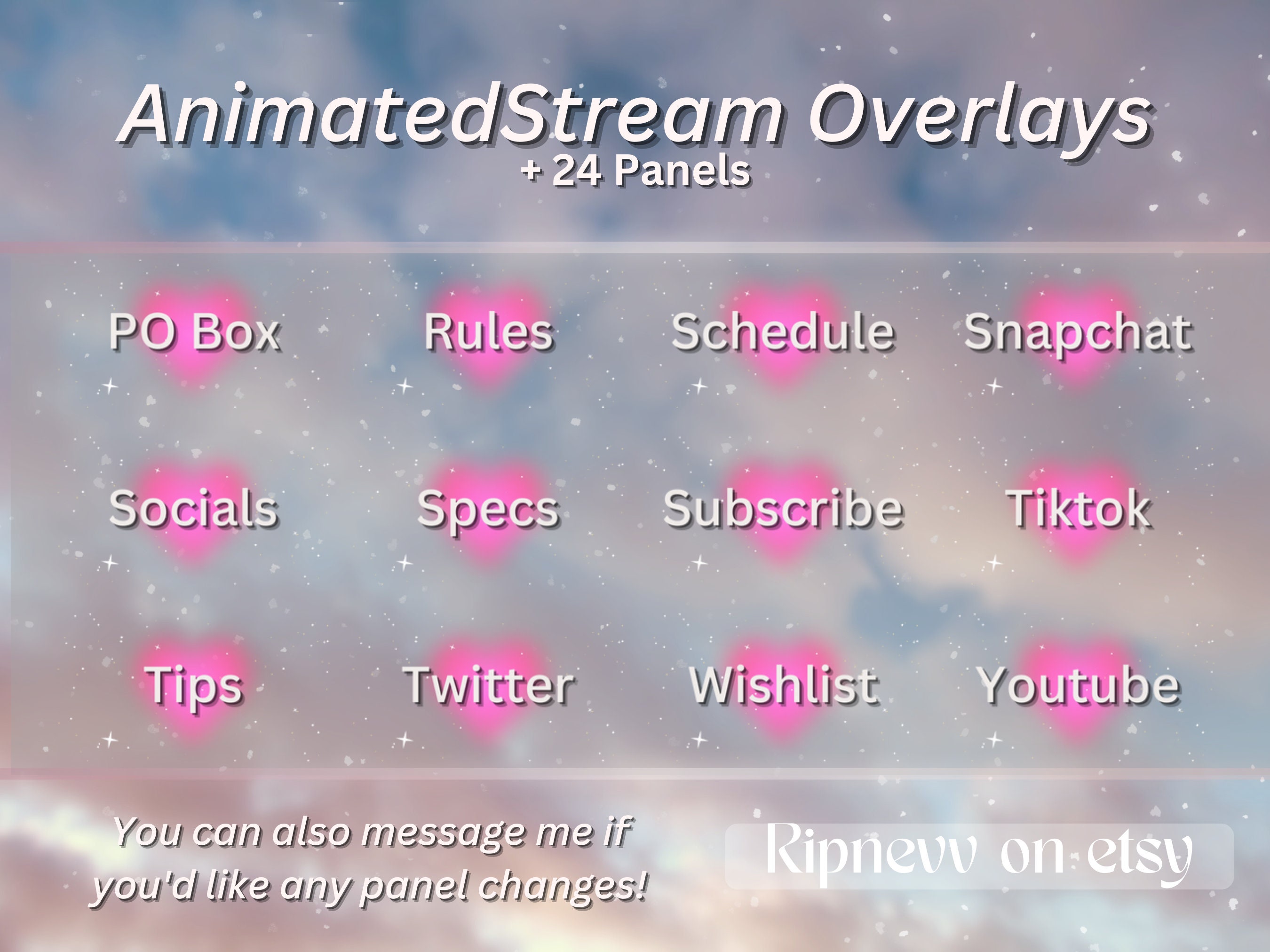 Custom Animated Heart Overlays + Panels | Cozy Twitch Overlay / Twitch ...