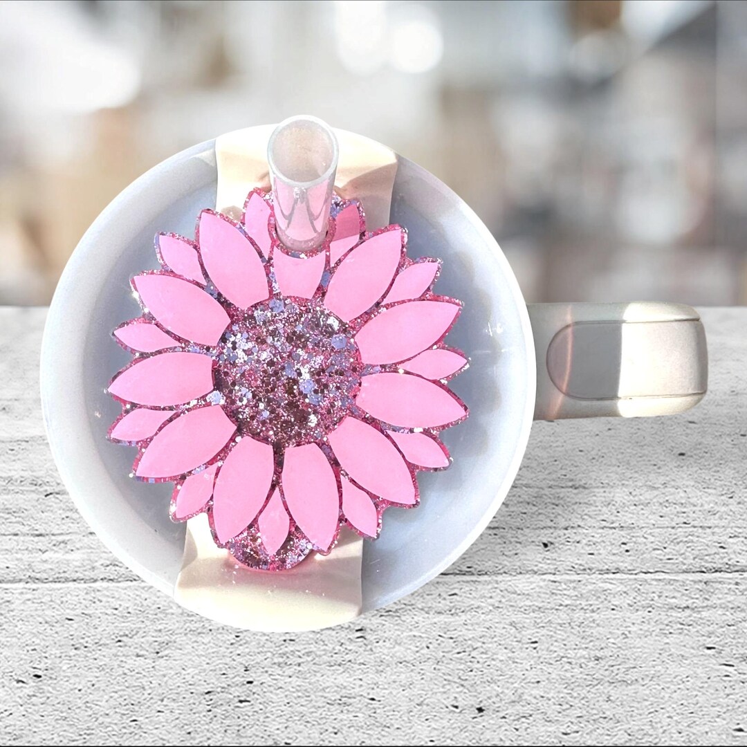 Pink Glitter Sunflower Stanley Cup Topper: Tumbler Accessory - Etsy
