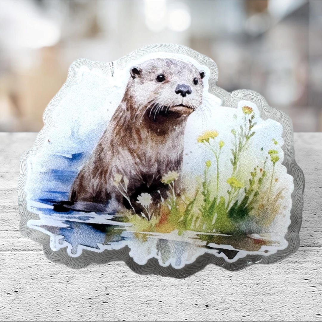 Otter Badge Reel: Watercolor Animal ID Holder - Etsy