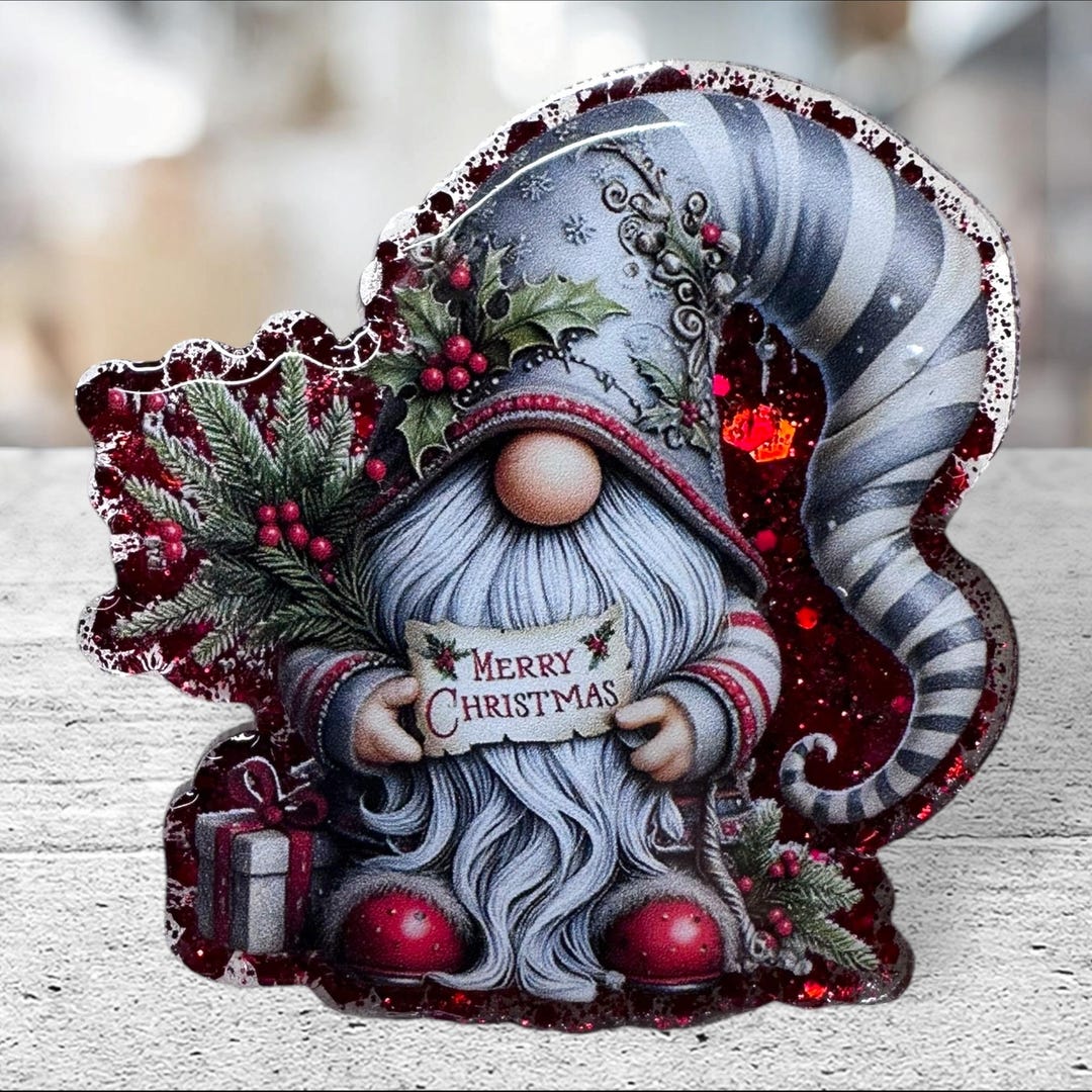 Christmas Gnome Badge Reel: Handmade Interchangable Acrylic Badge Face ...