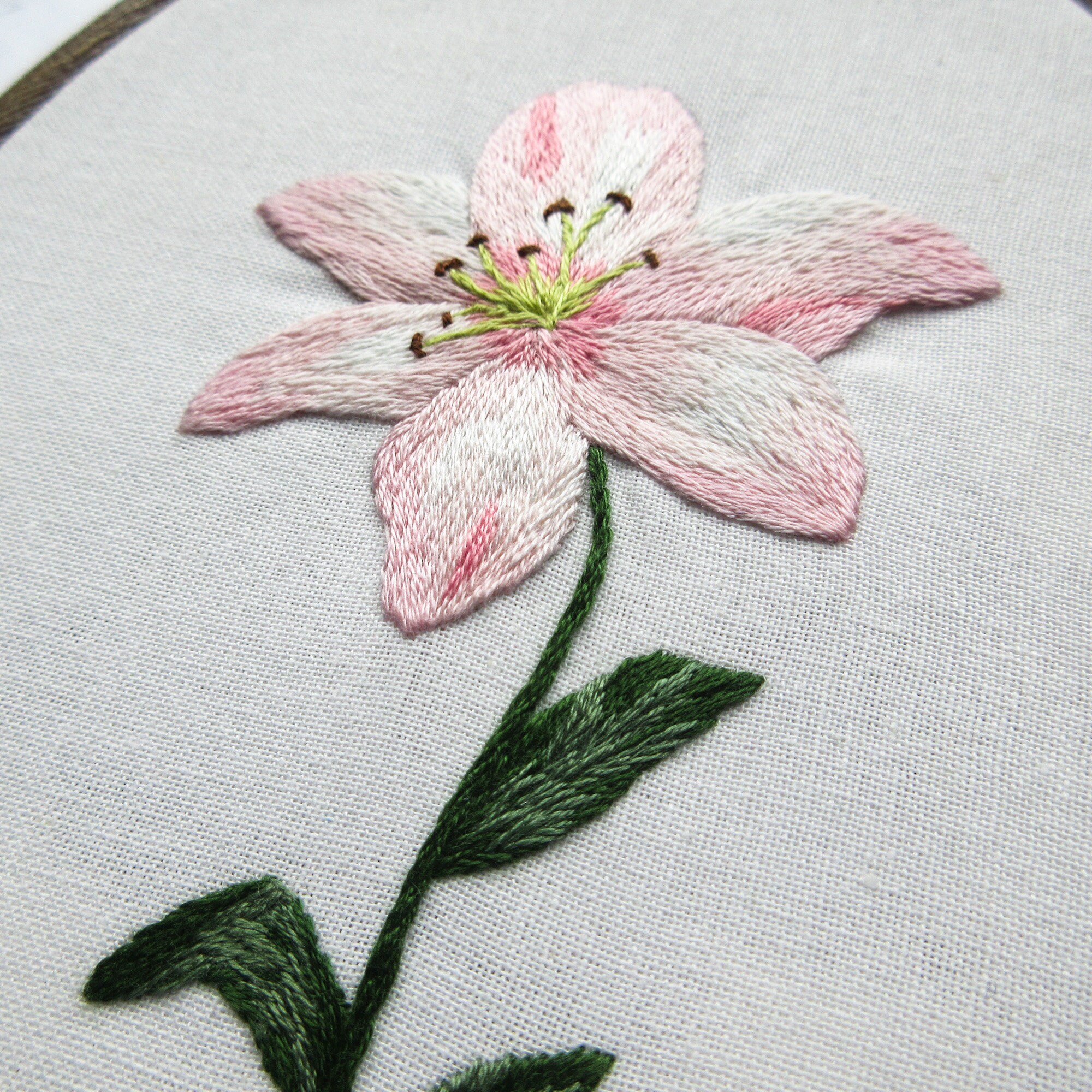 Pink Lily Hand Embroidery Pattern: Spring Floral Needle-painting (PDF ...
