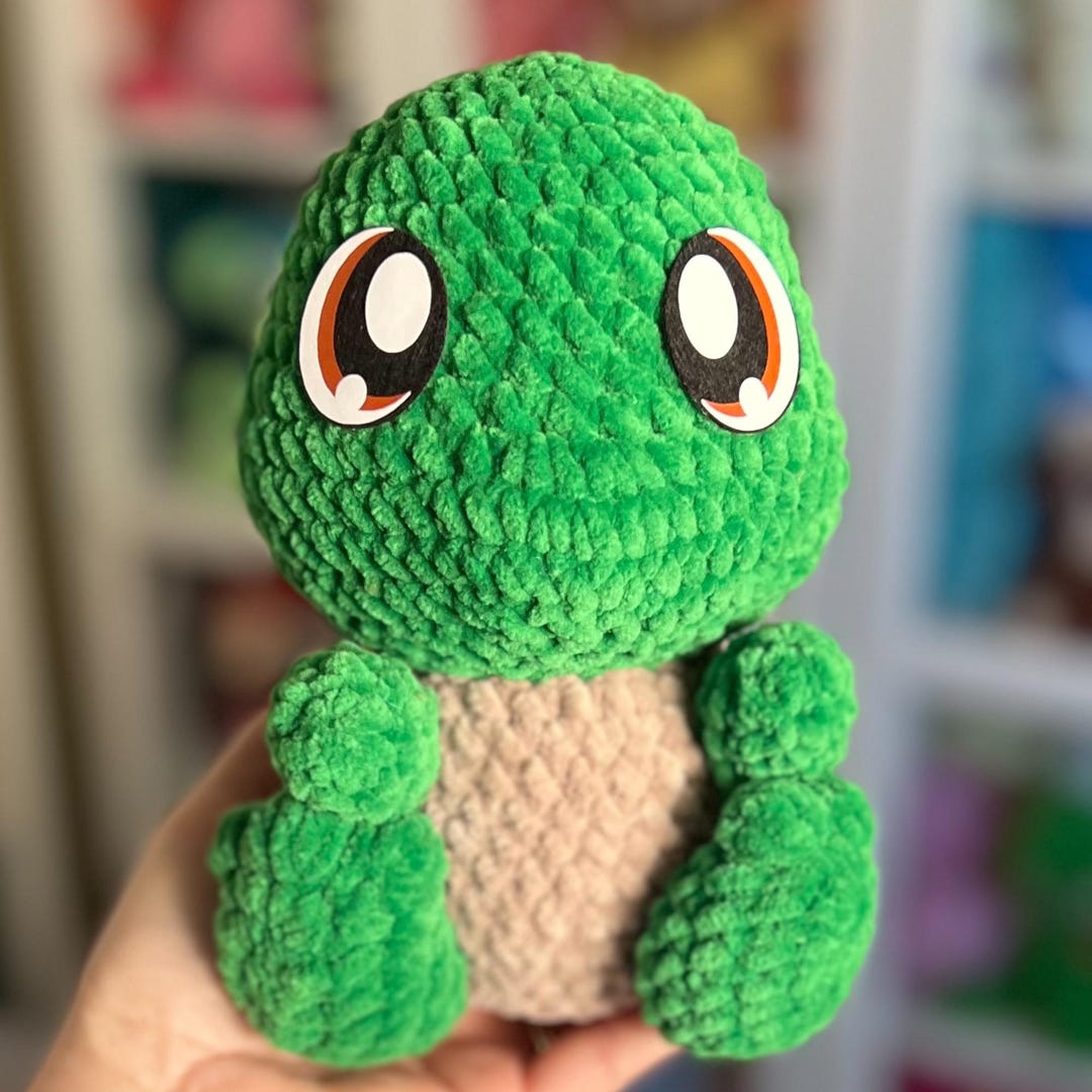 Cute Crochet Green Turtle Plushie, Squishy Soft Handmade Stuffy, Cuddly ...