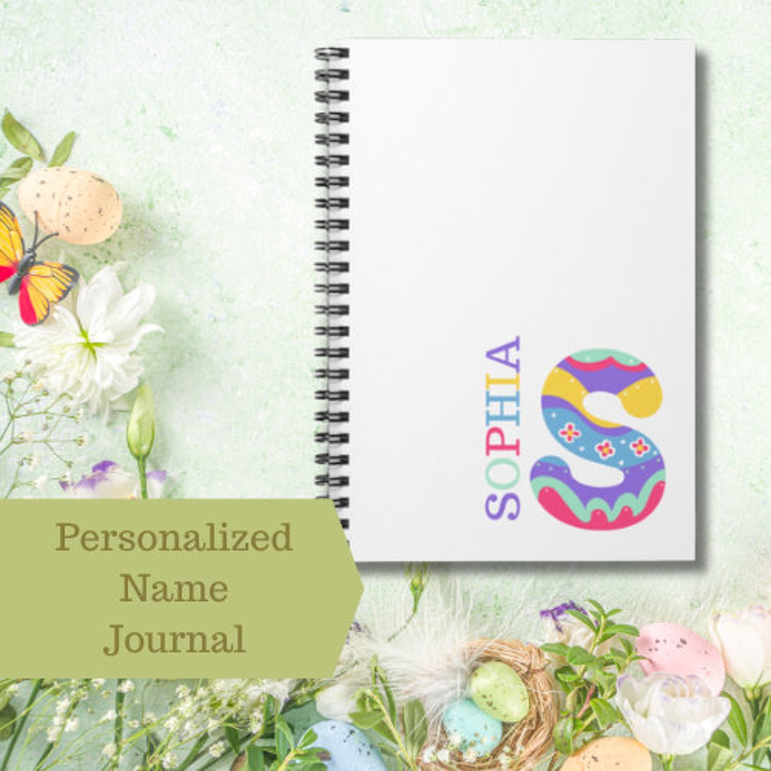 Monogrammed Easter Notebook, Custom Journal, Easter Notebook ...