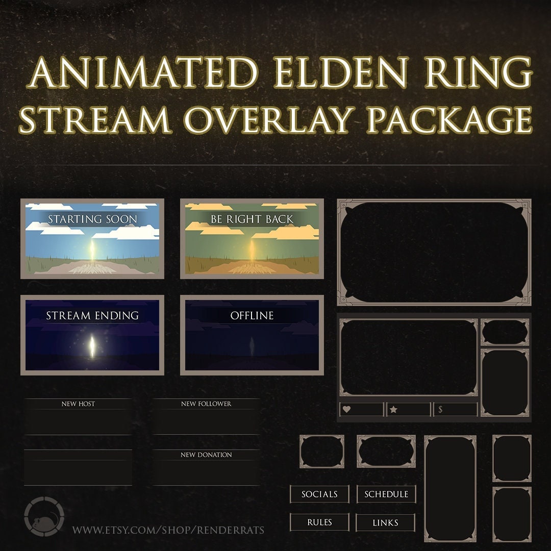 Customizable Animated Elden Ring Stream Overlay OBS, SLOBS, Twitch ...
