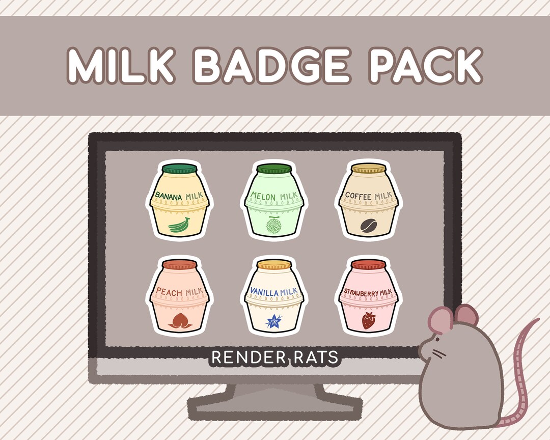 Flavored Milk Sub & Bits Twitch Badges | 6 Cute Flavored Milk Streamer ...