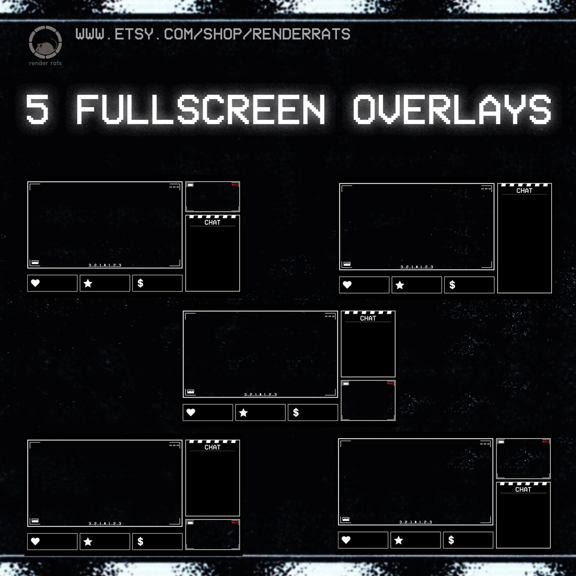 Customizable Animated VHS Tv Glitch Aesthetic Stream Overlay | OBS ...