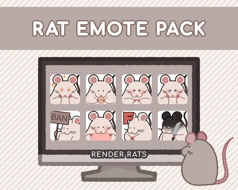 Champagne Color Rat Emote Pack for Twitch, Discord, Youtube, Streaming ...