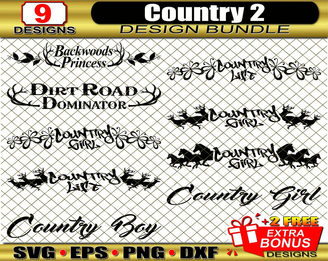 Country 2 Design Bundle, SVG Bundle, Car Decals, Car Stickers, SVG ...