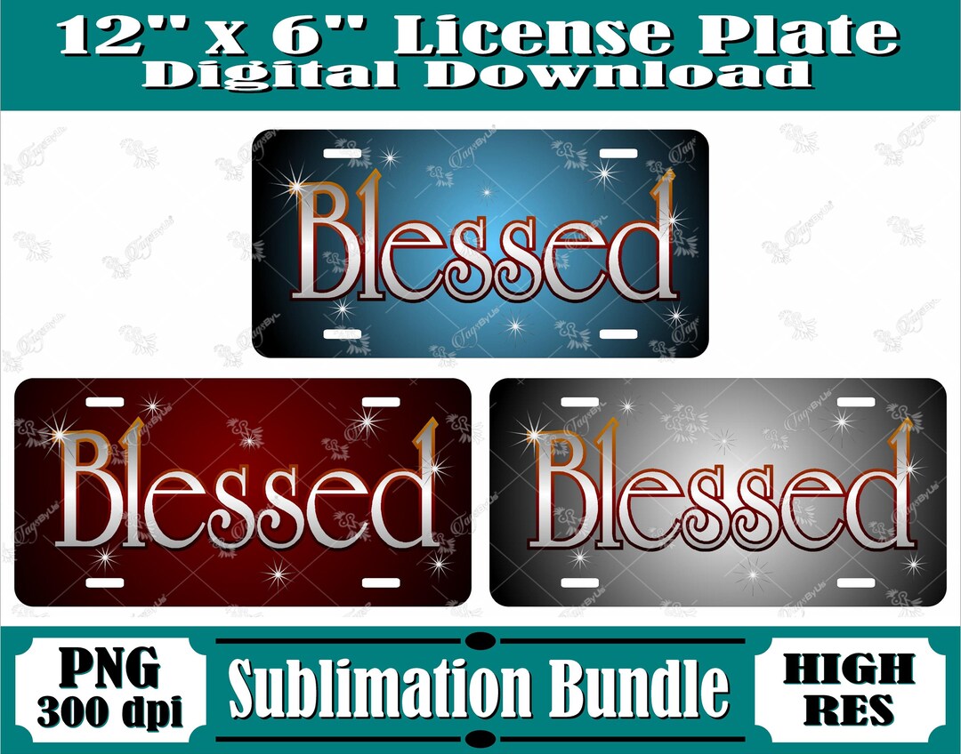Elegant Blessed Sublimation Bundle - Digital Download | Car Tag Design ...