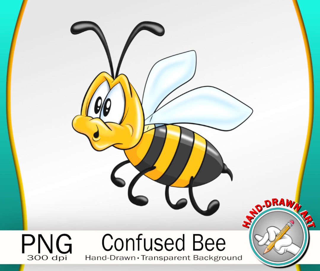 Hand-drawn Confused Bee - High-resolution PNG, 300 DPI, Transparent ...