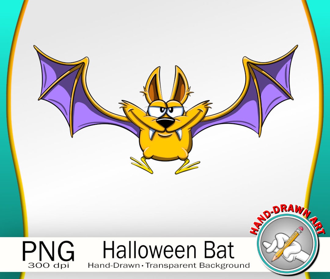 Hand-drawn Cute Halloween Bat - High-resolution PNG, 300 DPI ...