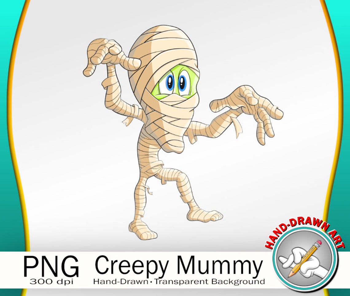 Hand-drawn Spooky Halloween Mummy - High-resolution PNG, 300 DPI ...