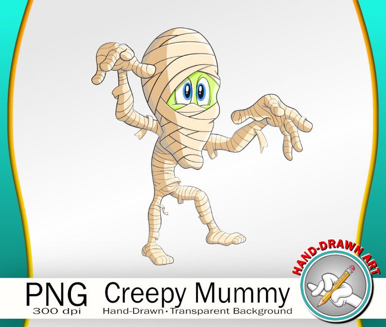 Hand-drawn Spooky Halloween Mummy - High-resolution PNG, 300 DPI ...