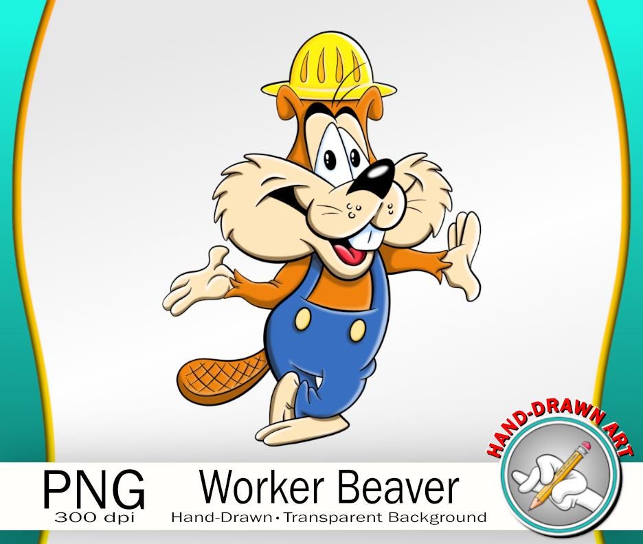 Hand-drawn Worker Beaver - High-resolution PNG, 300 DPI, Transparent ...
