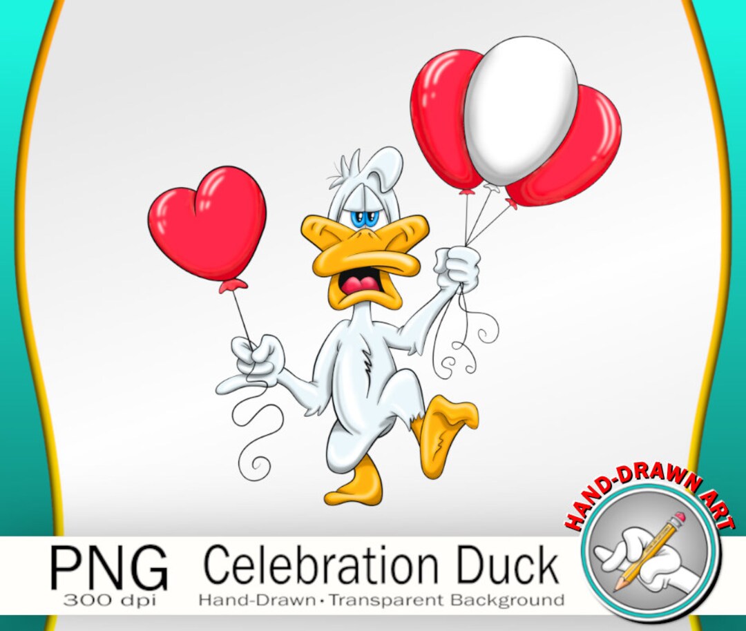 Hand-drawn Cute Celebration Duck - High-resolution PNG, 300 DPI ...