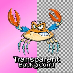Hand-drawn Grumpy Crab - High-resolution PNG, 300 DPI, Transparent ...