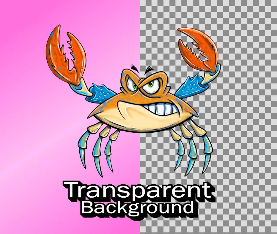 Hand-drawn Grumpy Crab - High-resolution PNG, 300 DPI, Transparent ...