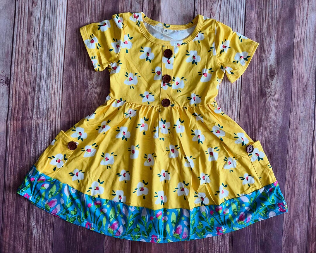 Girl Spring Flowers Dress With Pockets - Etsy