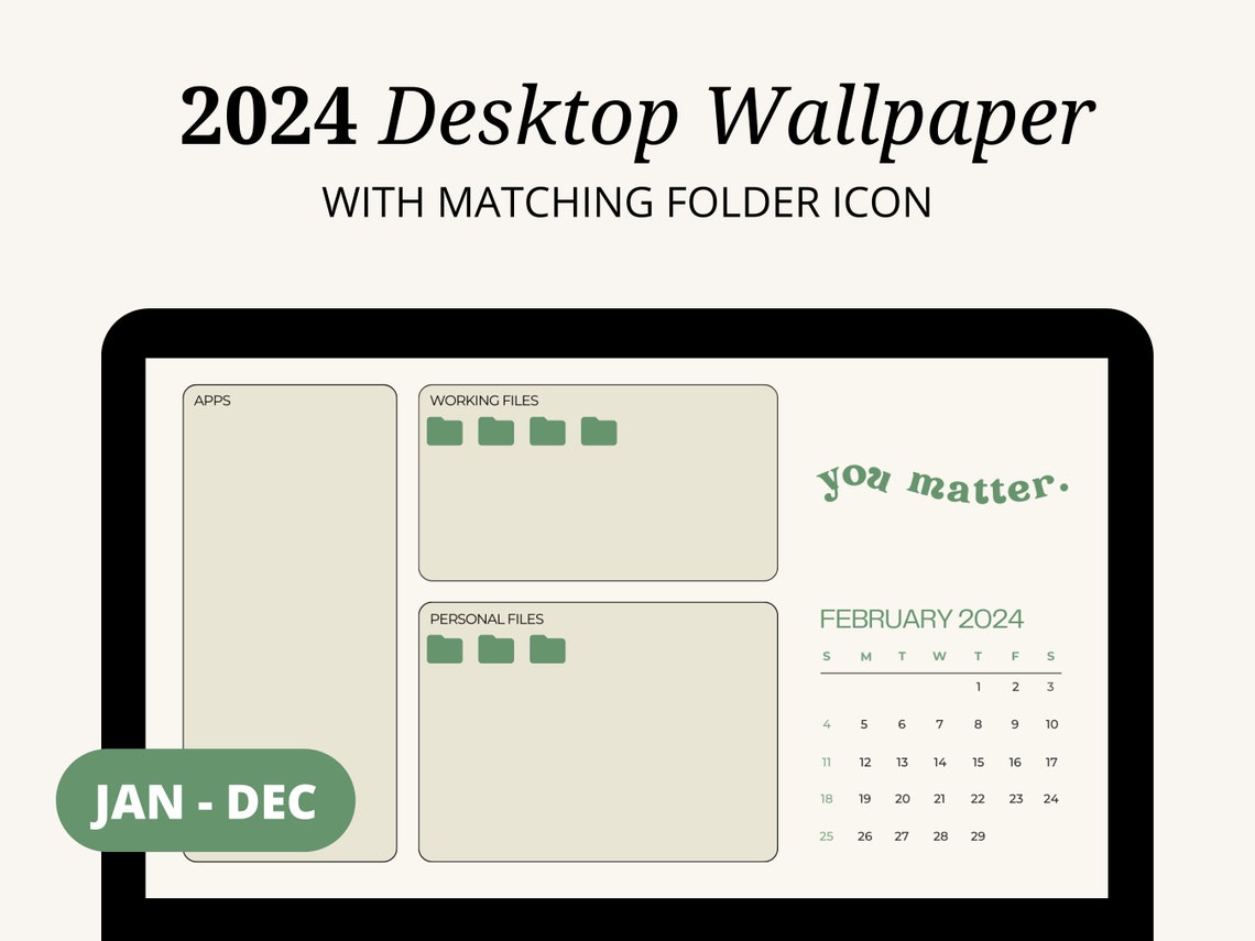 2024 Monthly Desktop Wallpaper Includes Matching Folder Icons Minimal ...