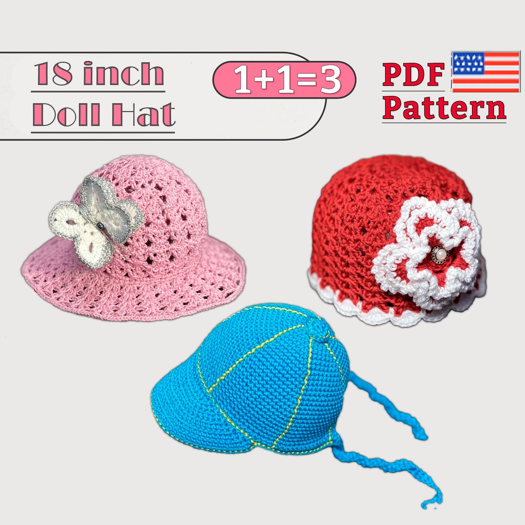 Hat Set for 18 Inch Doll, 18 Inch Doll Clothes, Crochet Set Outfit ...