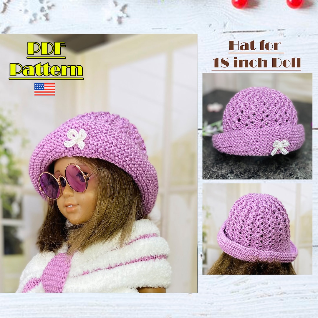 Hat for 18 Inch Doll, AG Hat, Knitted Doll Hat, Doll Hat Tutorial ...