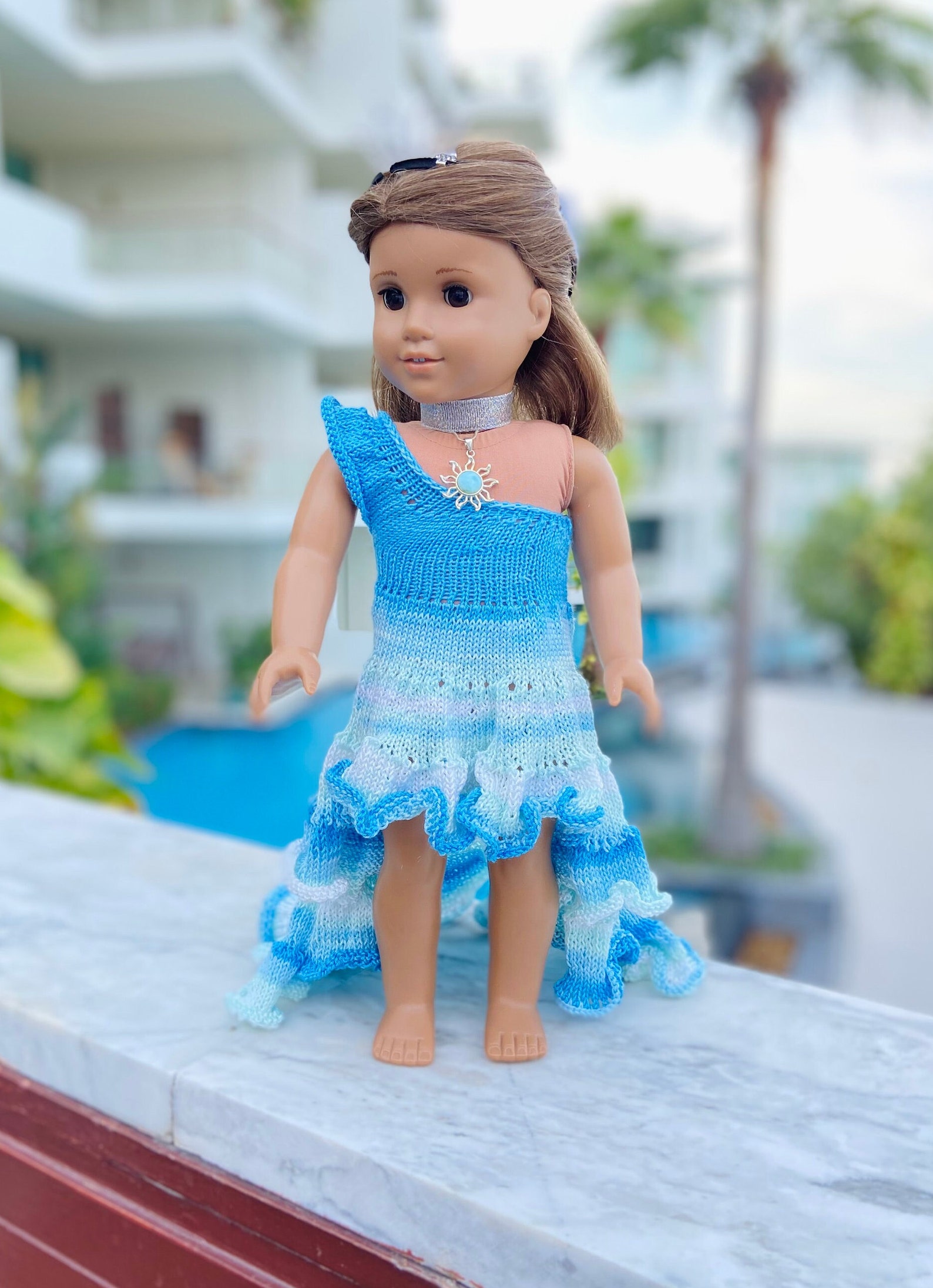 Knitted Doll Dress, 18 Inch Doll Dress, Knit Doll Clothes, Knitted Ball ...