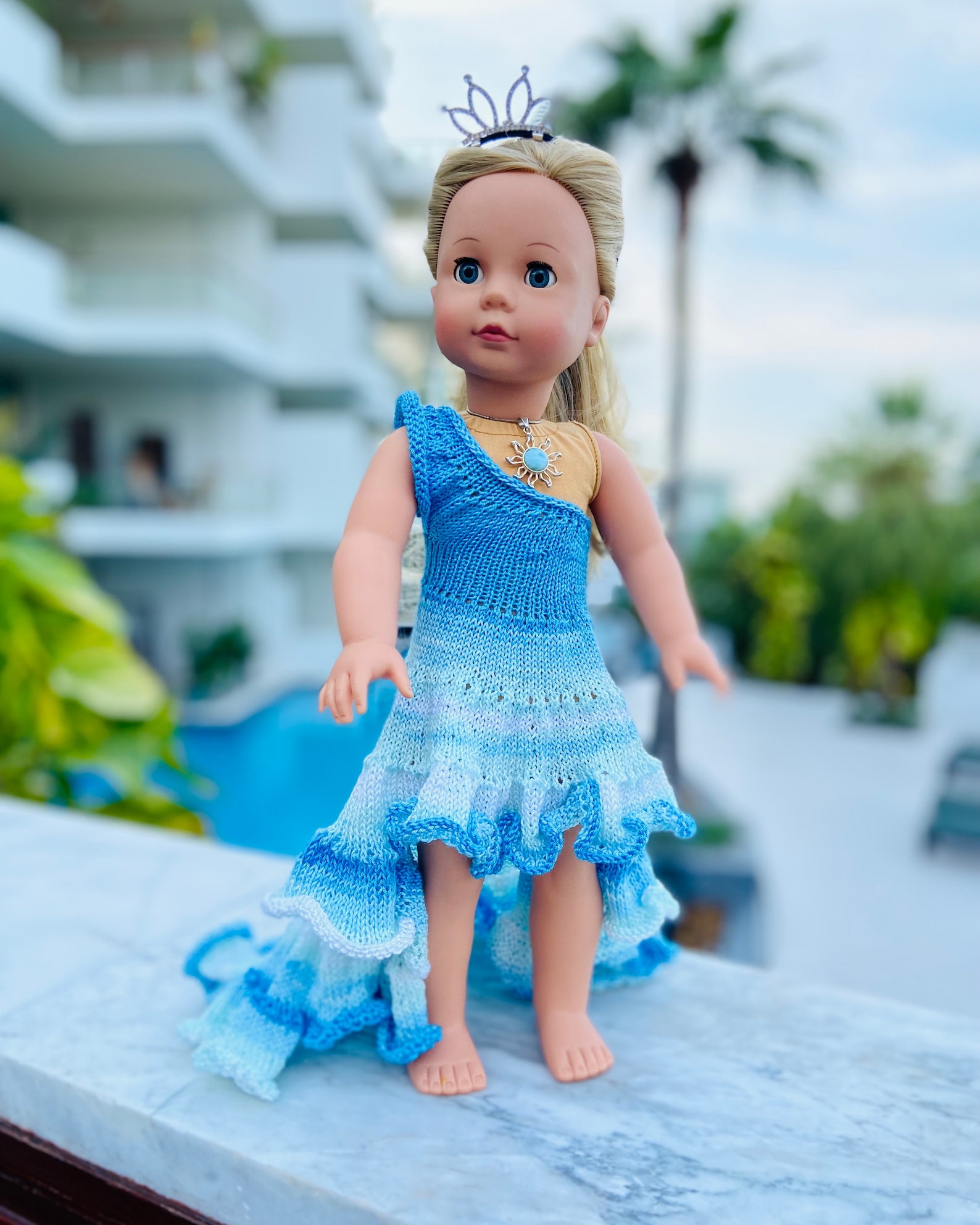 Knitted Doll Dress, 18 Inch Doll Dress, Knit Doll Clothes, Knitted Ball ...