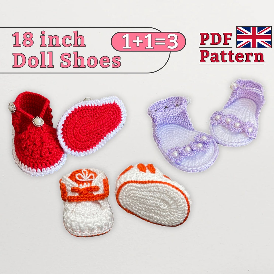 3 Shoes Patterns, Bundle 18 Inch Doll Shoes, 18 Inch Doll Shoes, Shoes ...