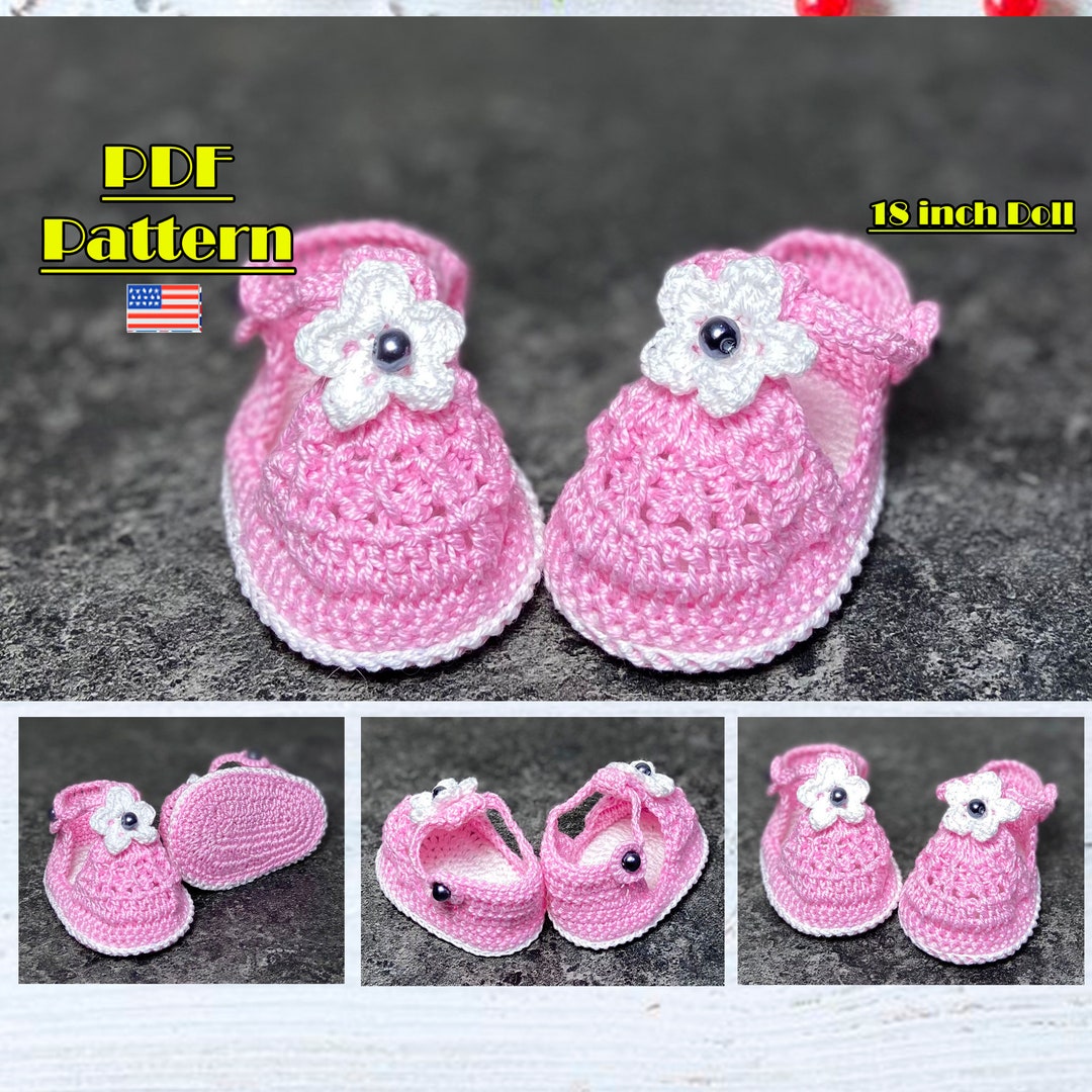 18 Inch Doll Shoes, Crochet Pattern, AG Shoes, 18 Inch Doll Outfits ...