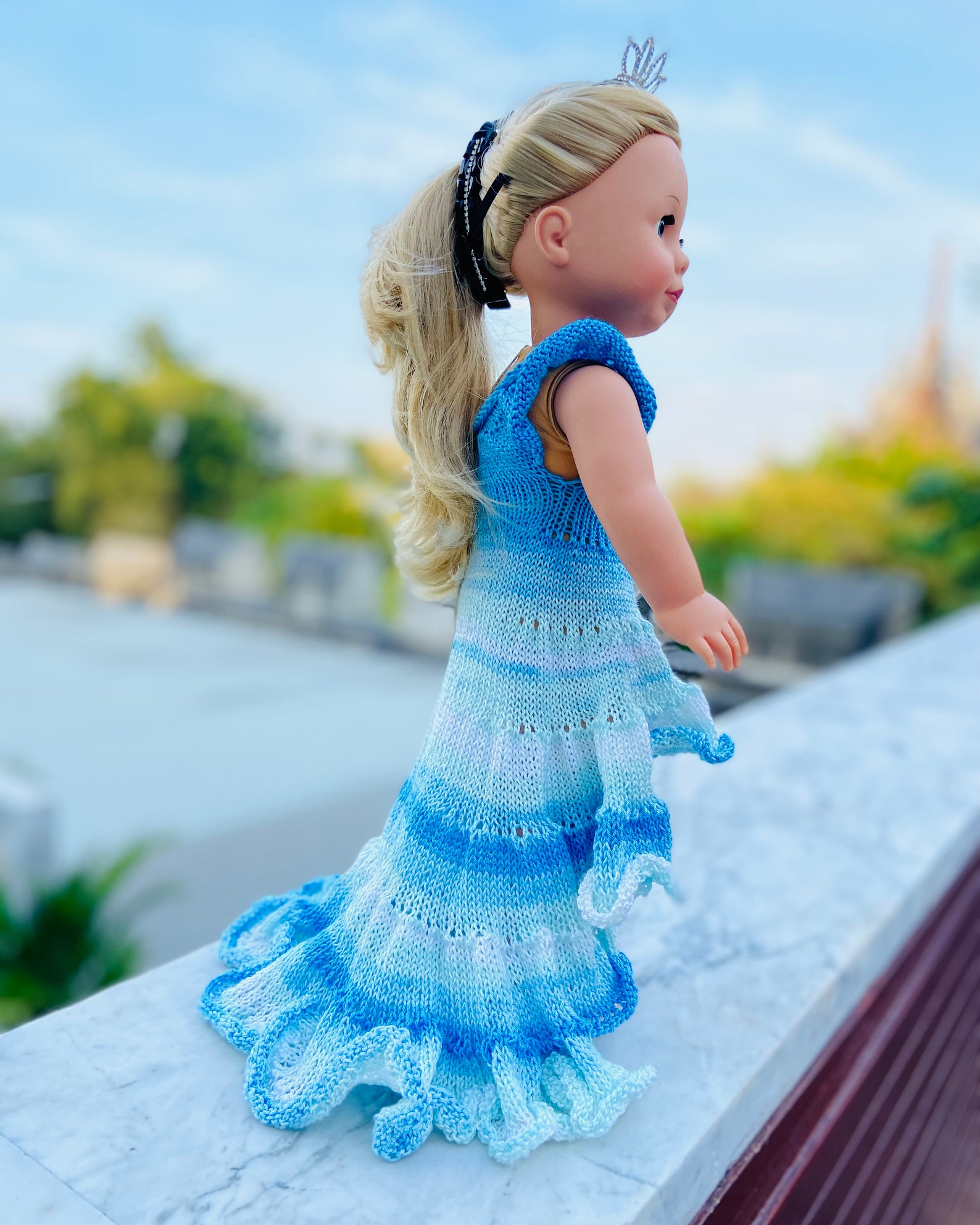 Knitted Doll Dress, 18 Inch Doll Dress, Knit Doll Clothes, Knitted Ball ...