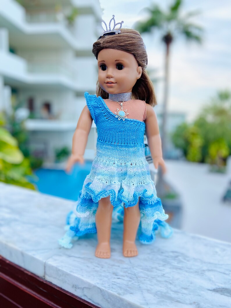 Knitted Doll Dress, 18 Inch Doll Dress, Knit Doll Clothes, Knitted Ball ...