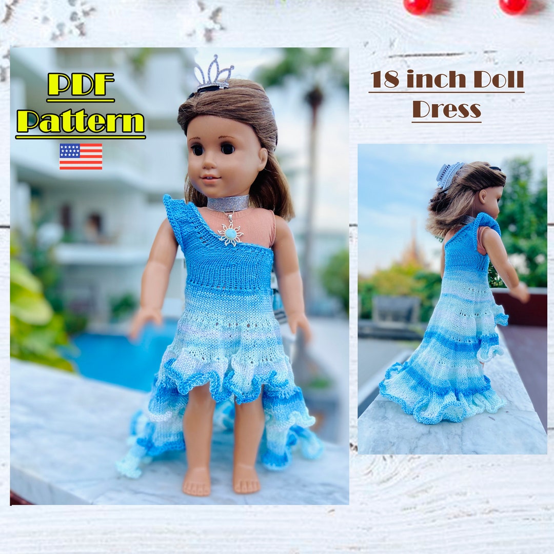 Knitted Doll Dress, 18 Inch Doll Dress, Knit Doll Clothes, Knitted Ball ...