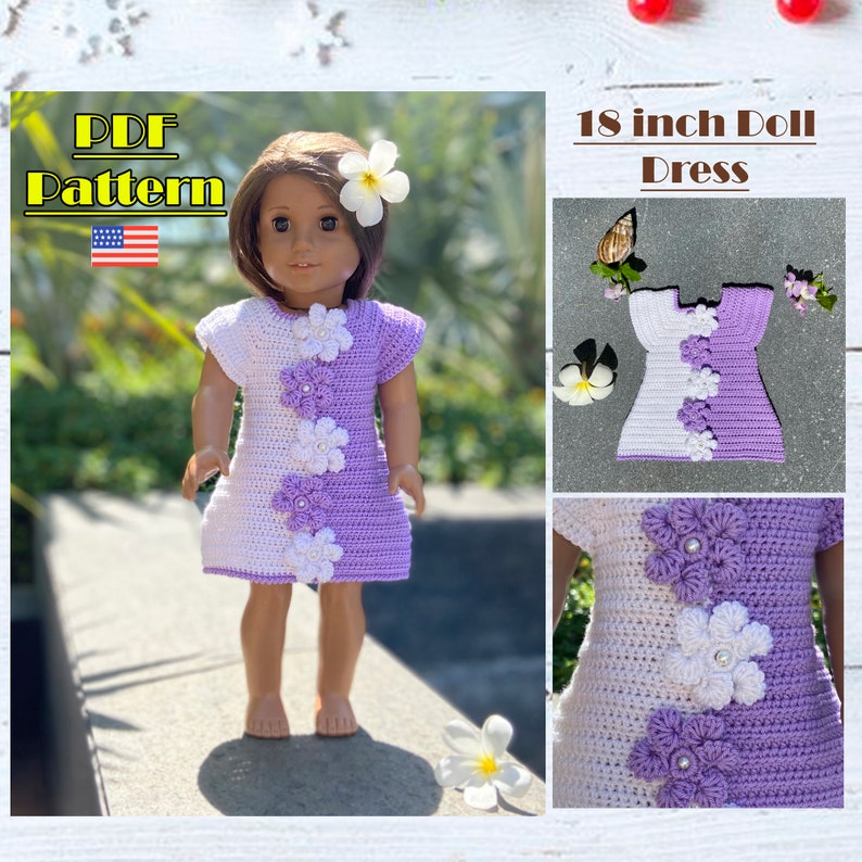 Crochet Doll Dress 18 Inch Doll Dress Crochet Pattern Dress - Etsy