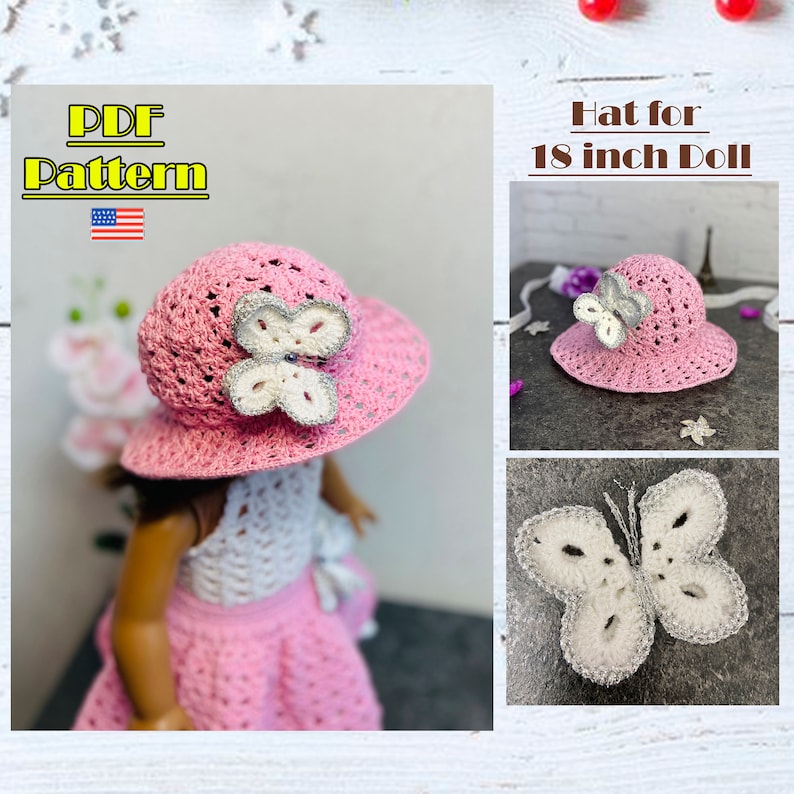 Sun Hat for 18 Inch Doll, AG Hat, Crochet Doll Hat, Doll Hat Tutorial ...