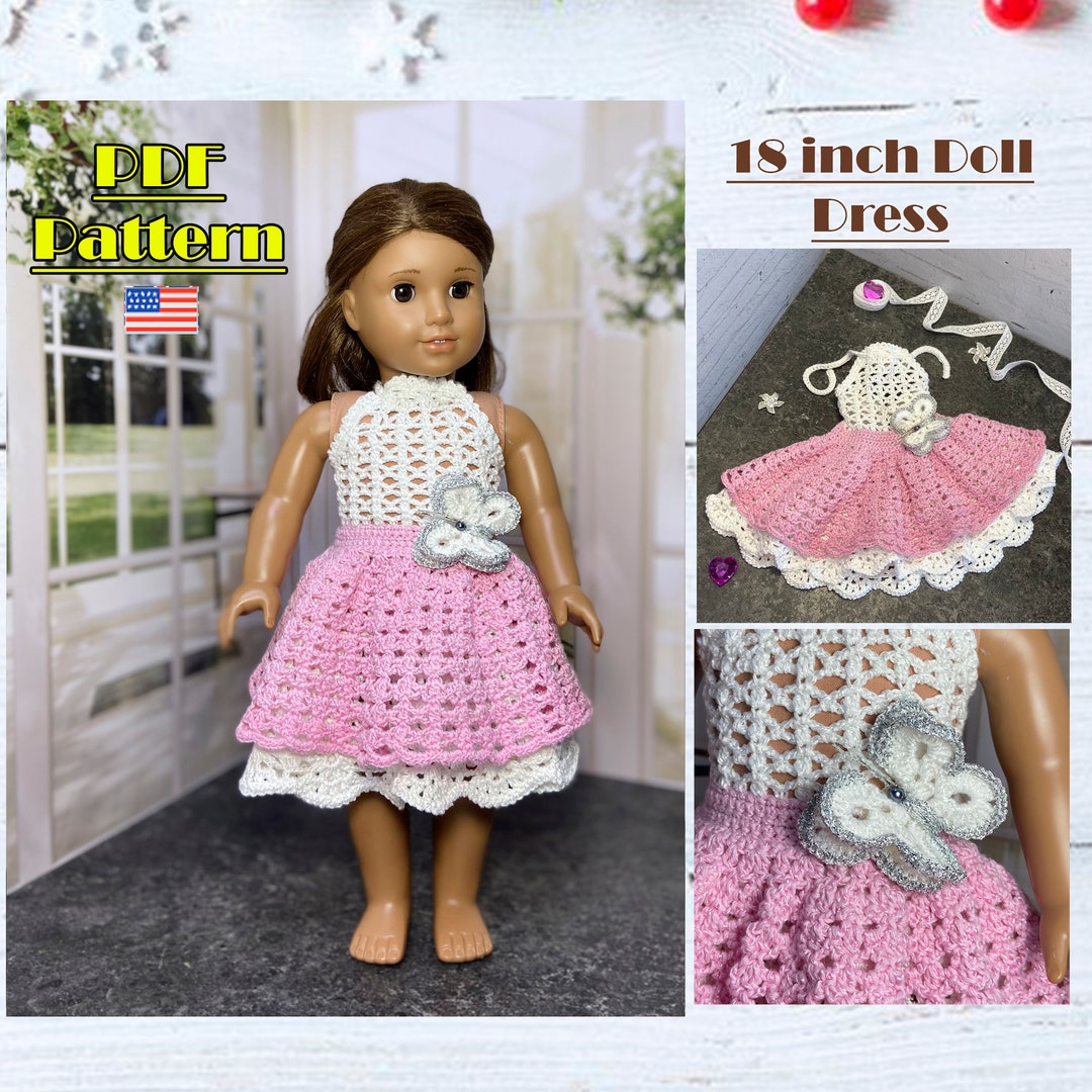 18 Inch Doll Dress Crochet Pattern, Crochet Doll Dress, 18 Inch Doll ...