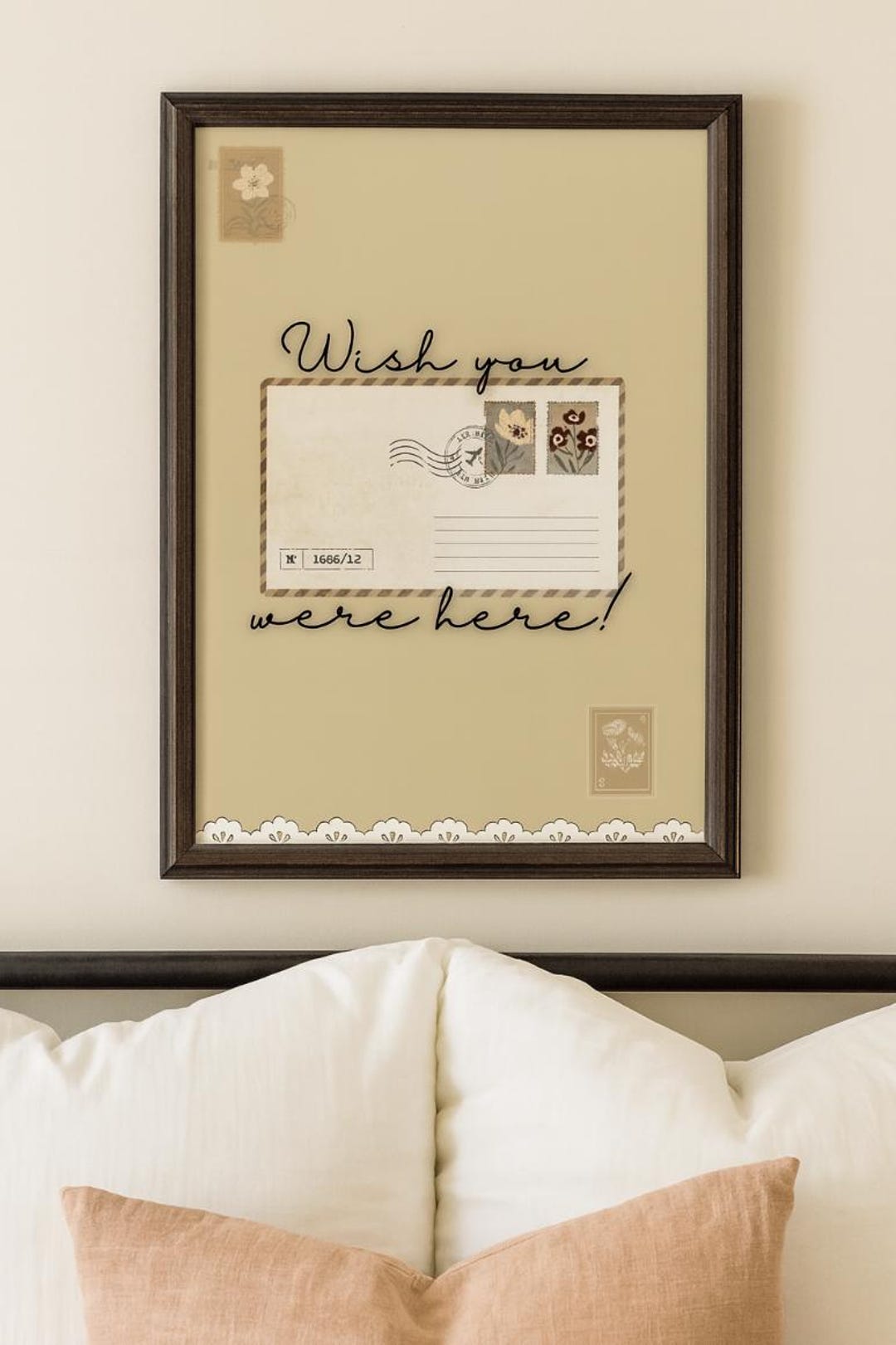 Vintage Postcard Wall Art | Neutral Bedroom Decor | Travel-inspired ...