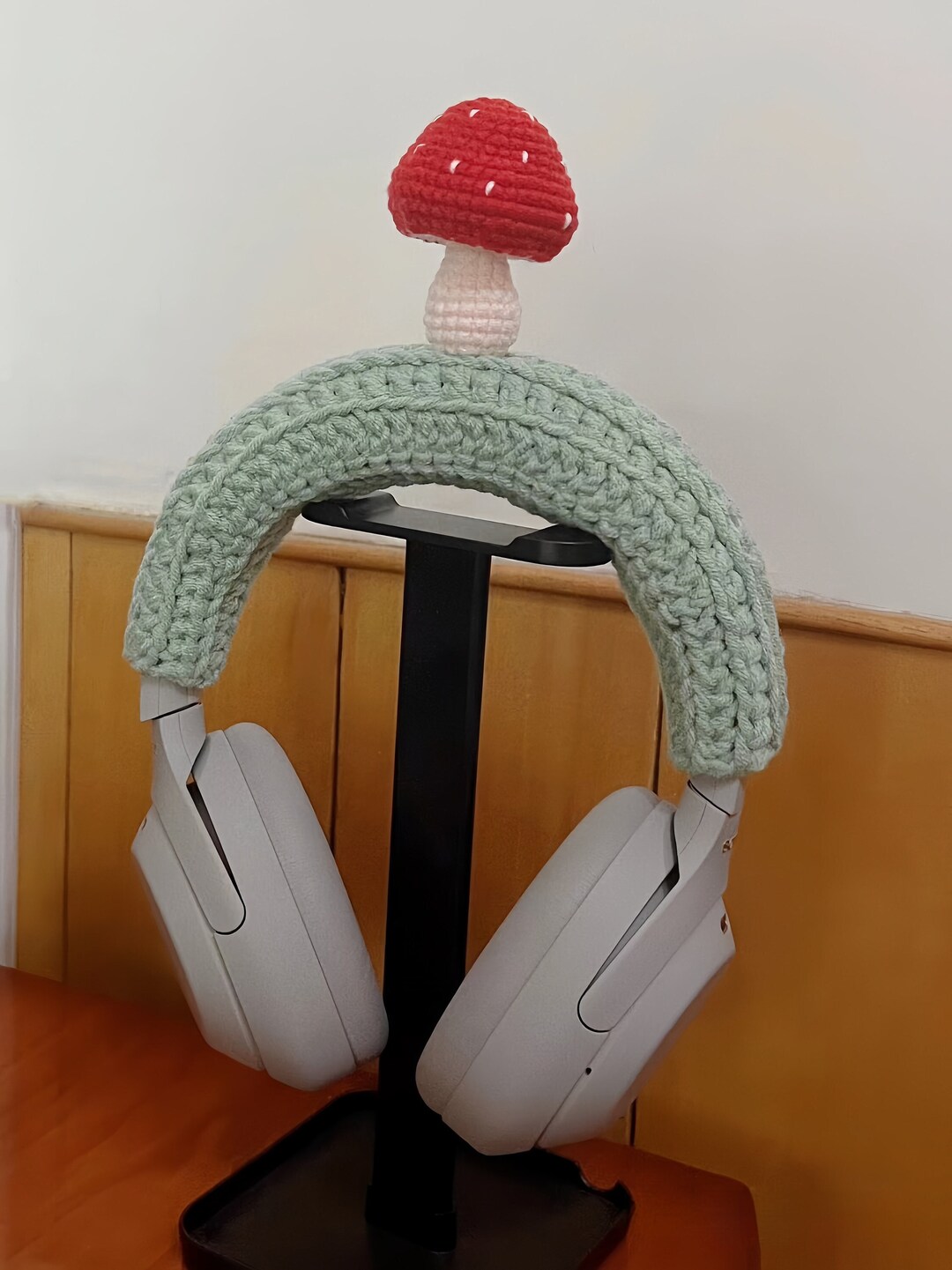 Cute Crochet Mushroom Headphone Cover Headphones Headband Cover ...
