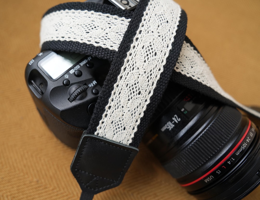 White Hollow Lace Camera Strap Camera Cotton Linen Strap With Leather ...