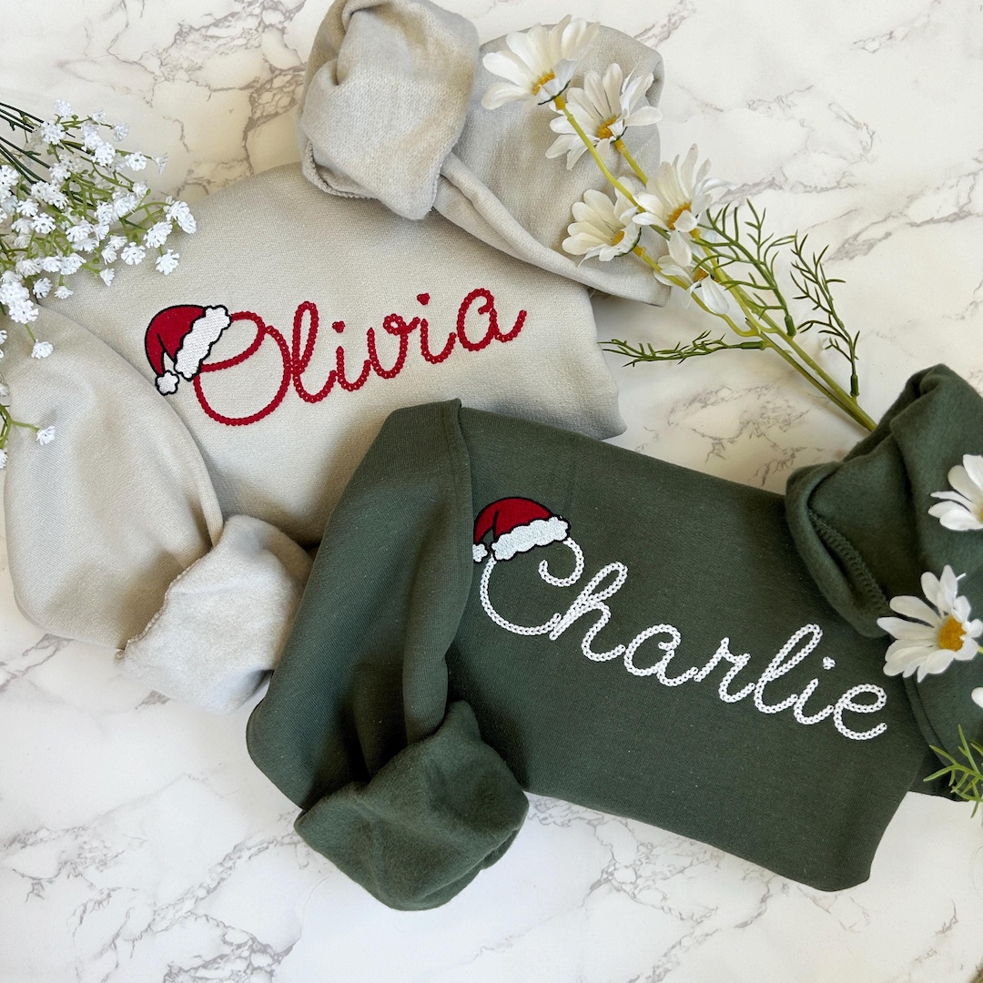 Embroidered Personalized Christmas Sweatshirt, Embroidered Christmas ...