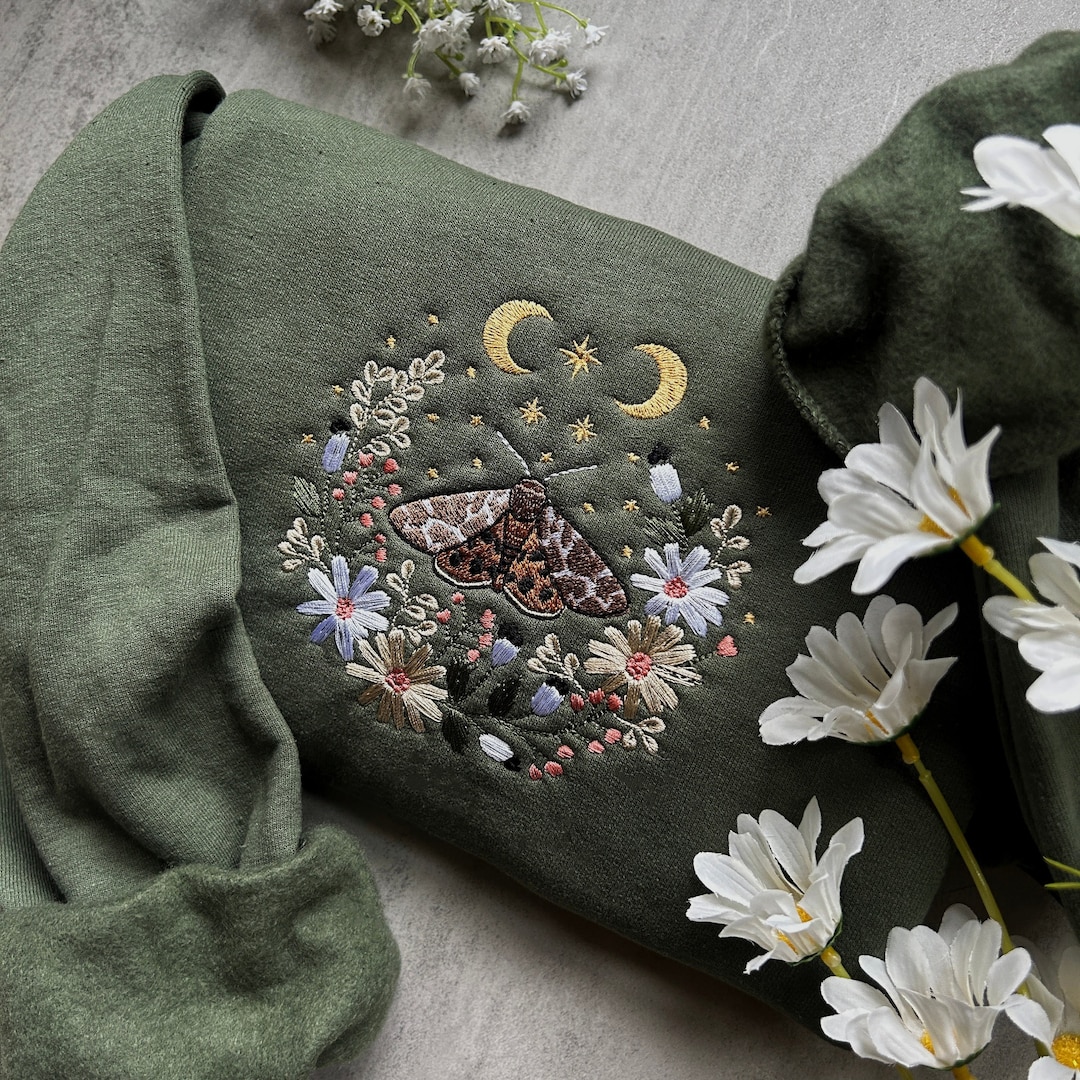Cottagecore Butterfly Embroidered Sweatshirt, Respect Wildlife ...