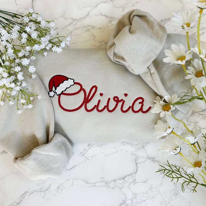 Embroidered Personalized Christmas Sweatshirt, Embroidered Christmas ...