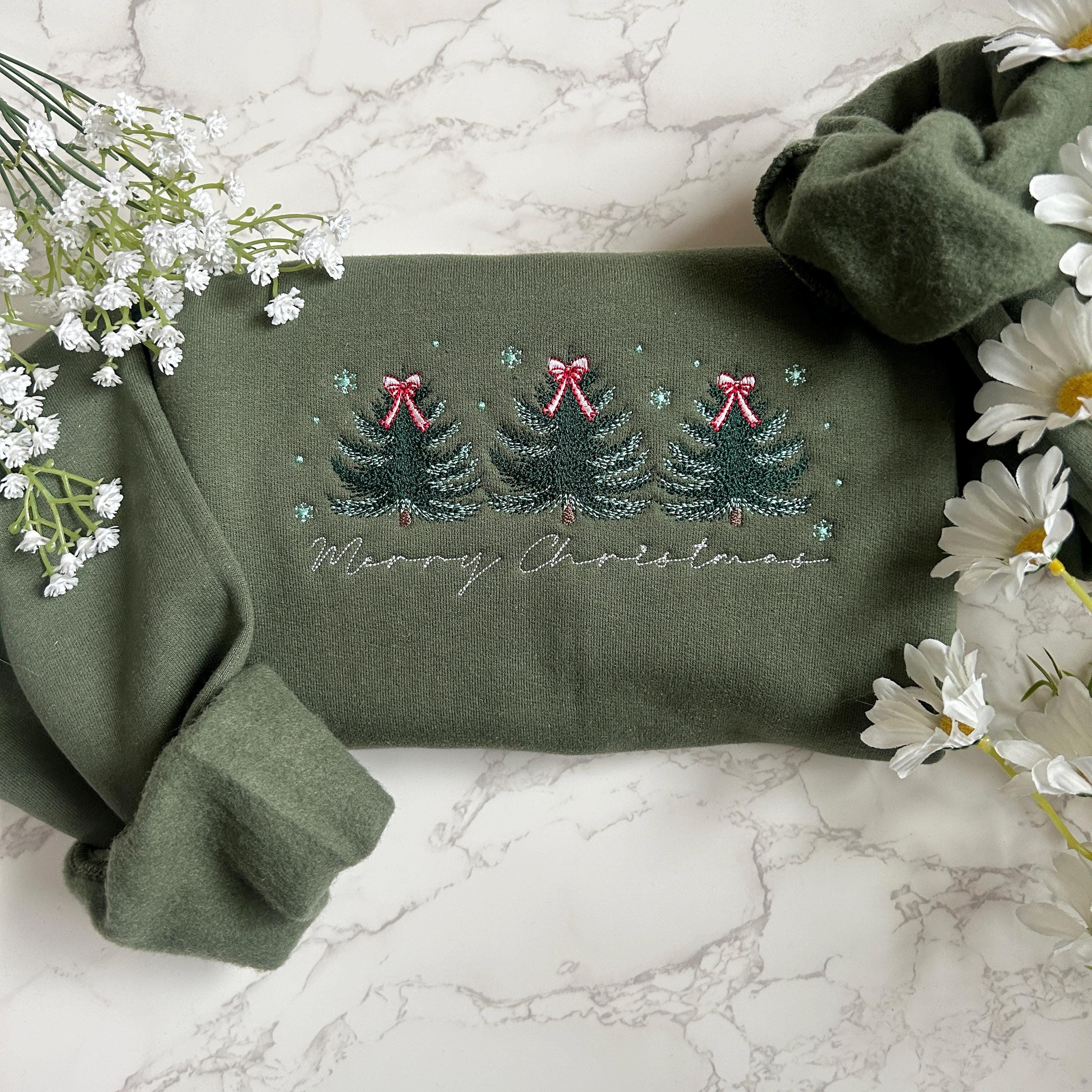 Embroidered Merry Christmas Sweatshirt, Embroidered Christmas Coquette ...