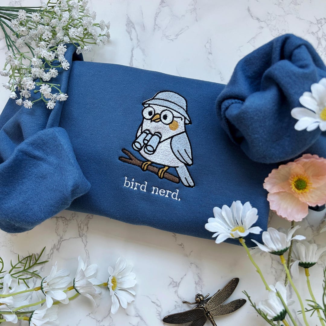 Embroidered Bird Nerd Sweatshirt, Funny Bird Watcher Crewneck, Bird ...