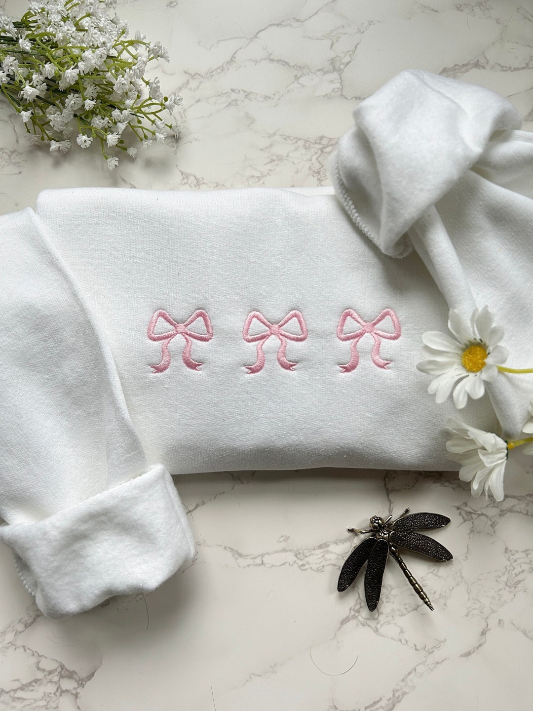Embroidered Bow Coquette Sweater, Embroidered Bow Sweater, Coquette ...