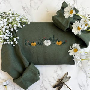 Embroidered Fall Sweatshirt, Autumn Cozy Season Sweatshirt, Pumpkin ...