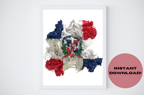 Printable Dominican Republic Flag Flag Art Wall Art | Etsy