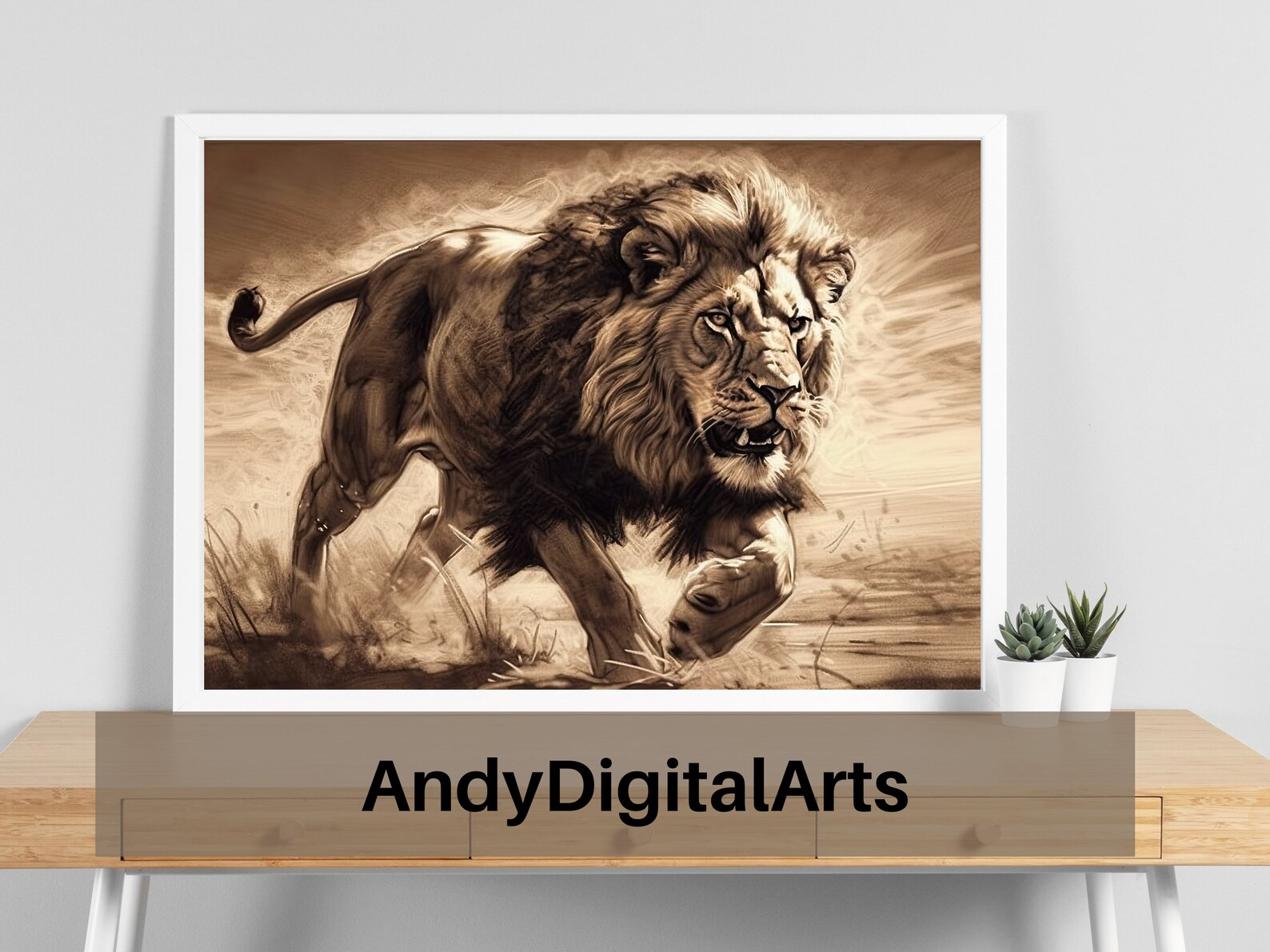 Running Lion Sketch Digital Download Print at Home - Etsy