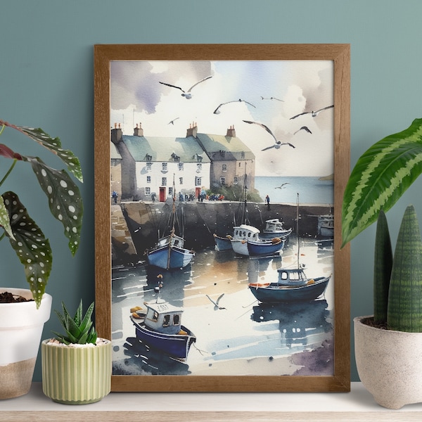Cornish Harbour Art - Etsy