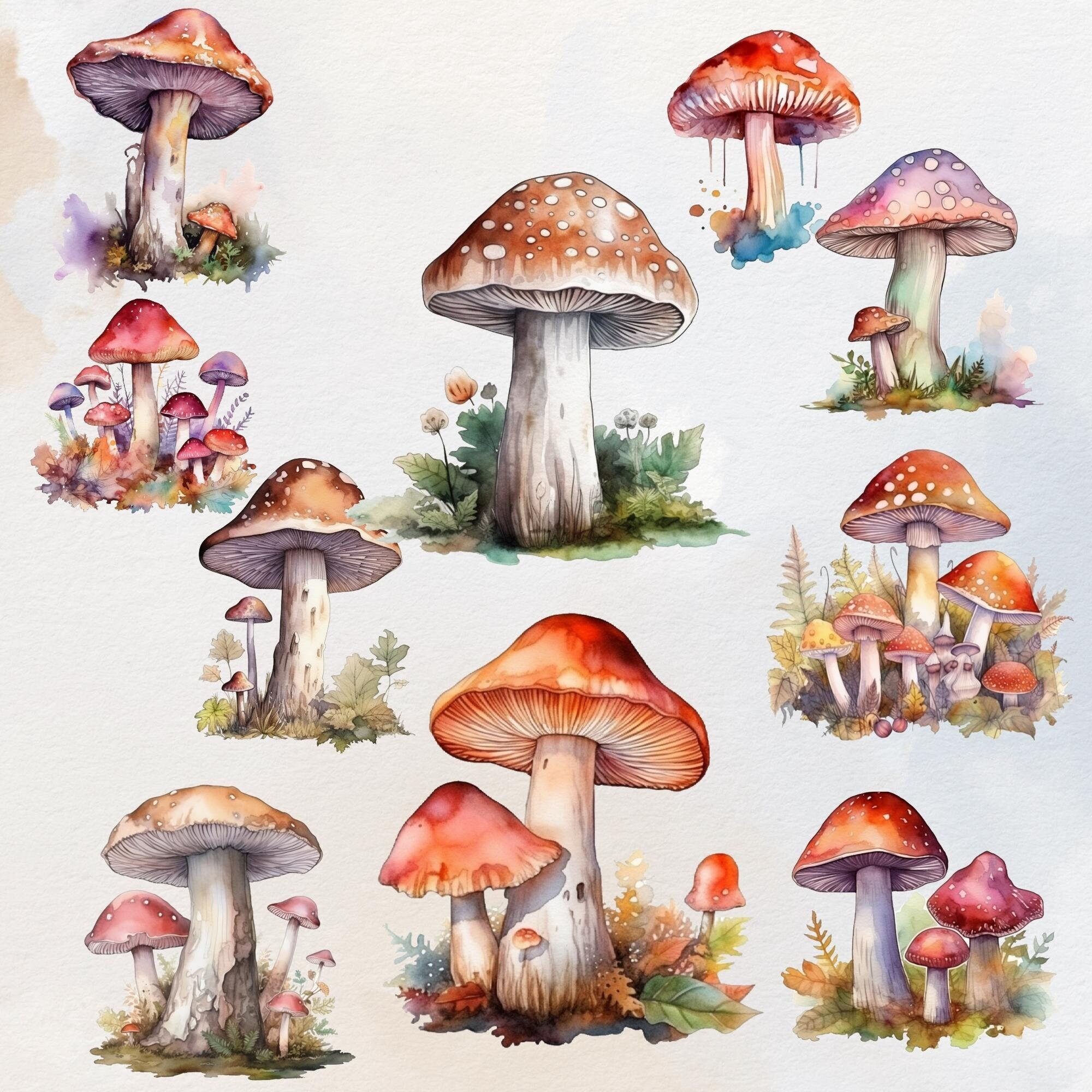 Mushrooms Clipart Watercolor Mushroom PNG Magic Mushrooms - Etsy